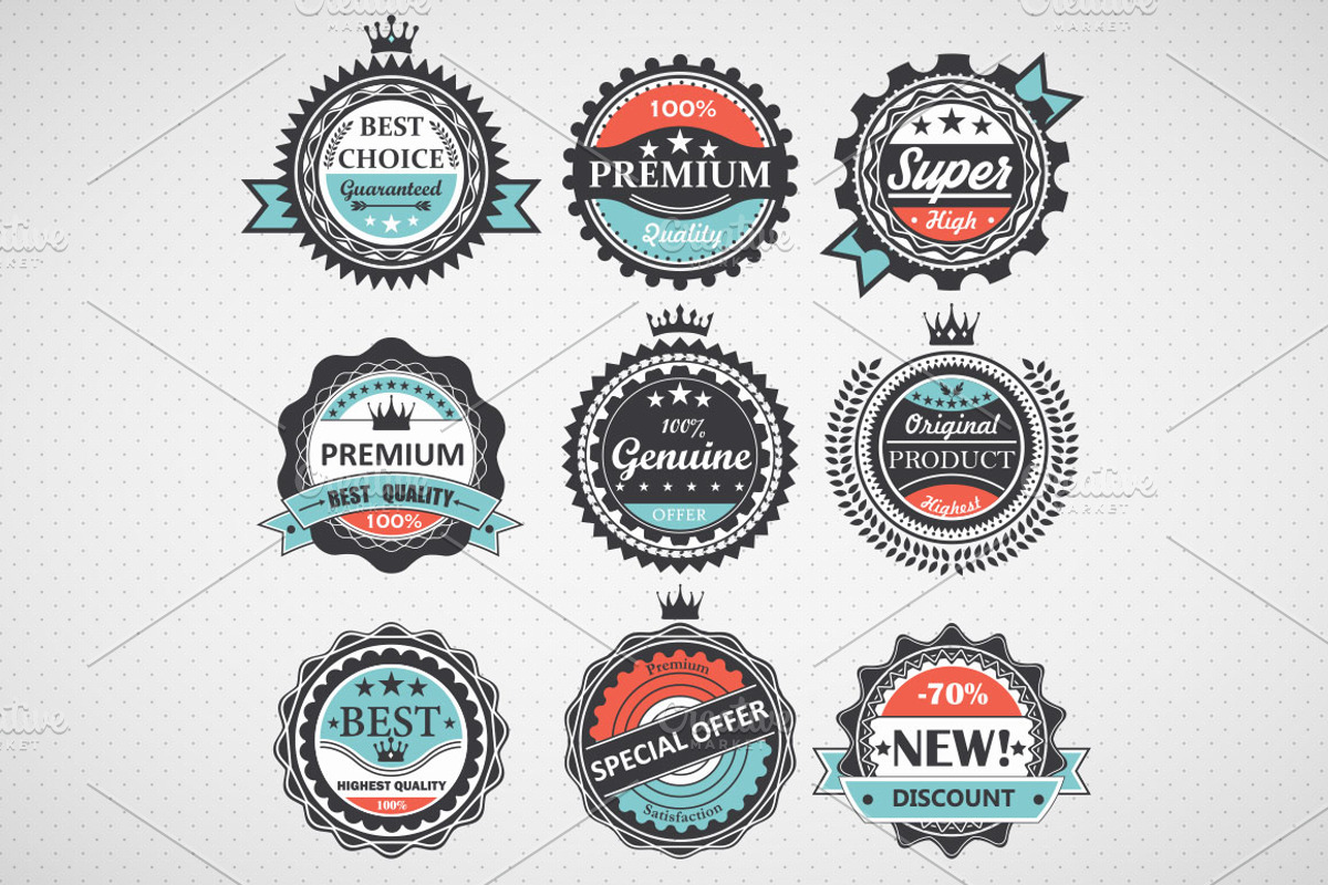 Set of premium quality badges, a Work Illustration by Yayasya