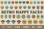Retro Happy Faces, an Object Graphic by Brian Ritter Design