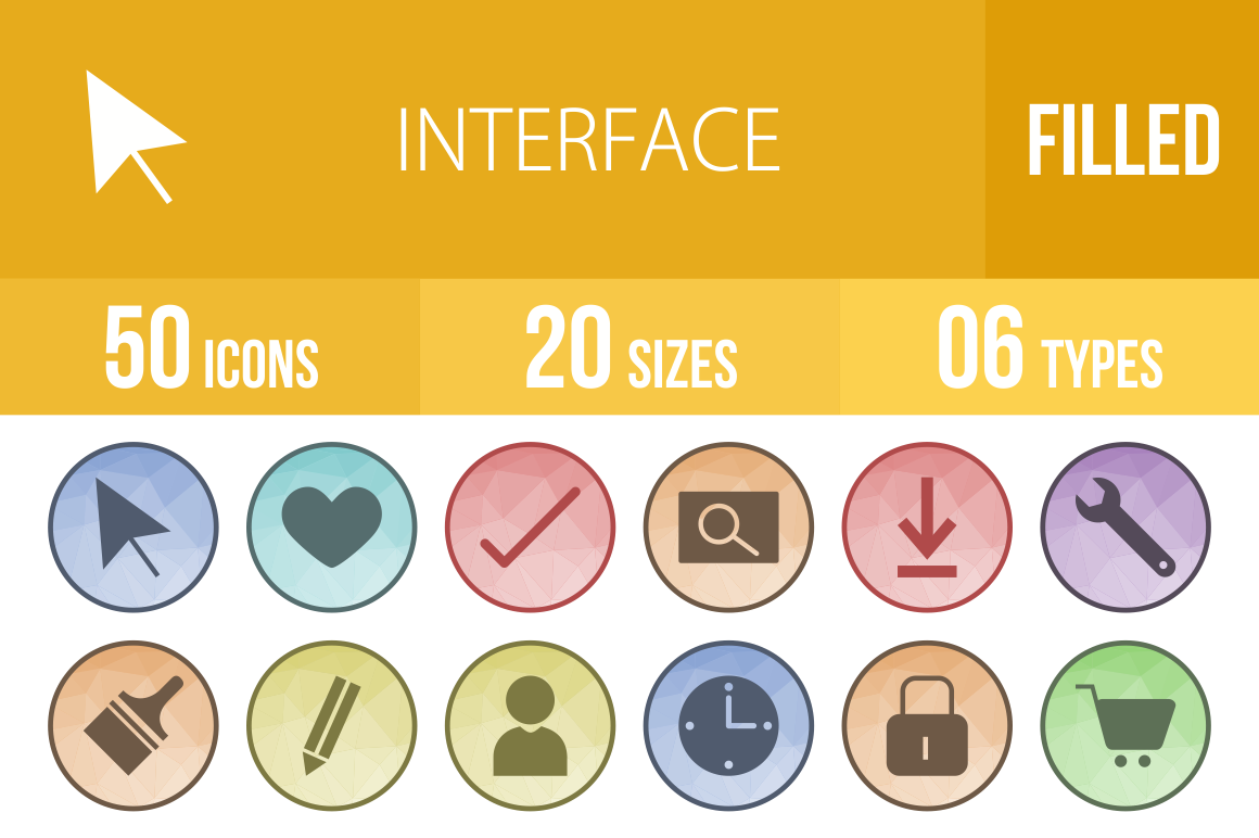 50 Interface Low Poly Icons, an Outline Icon by IconBunny