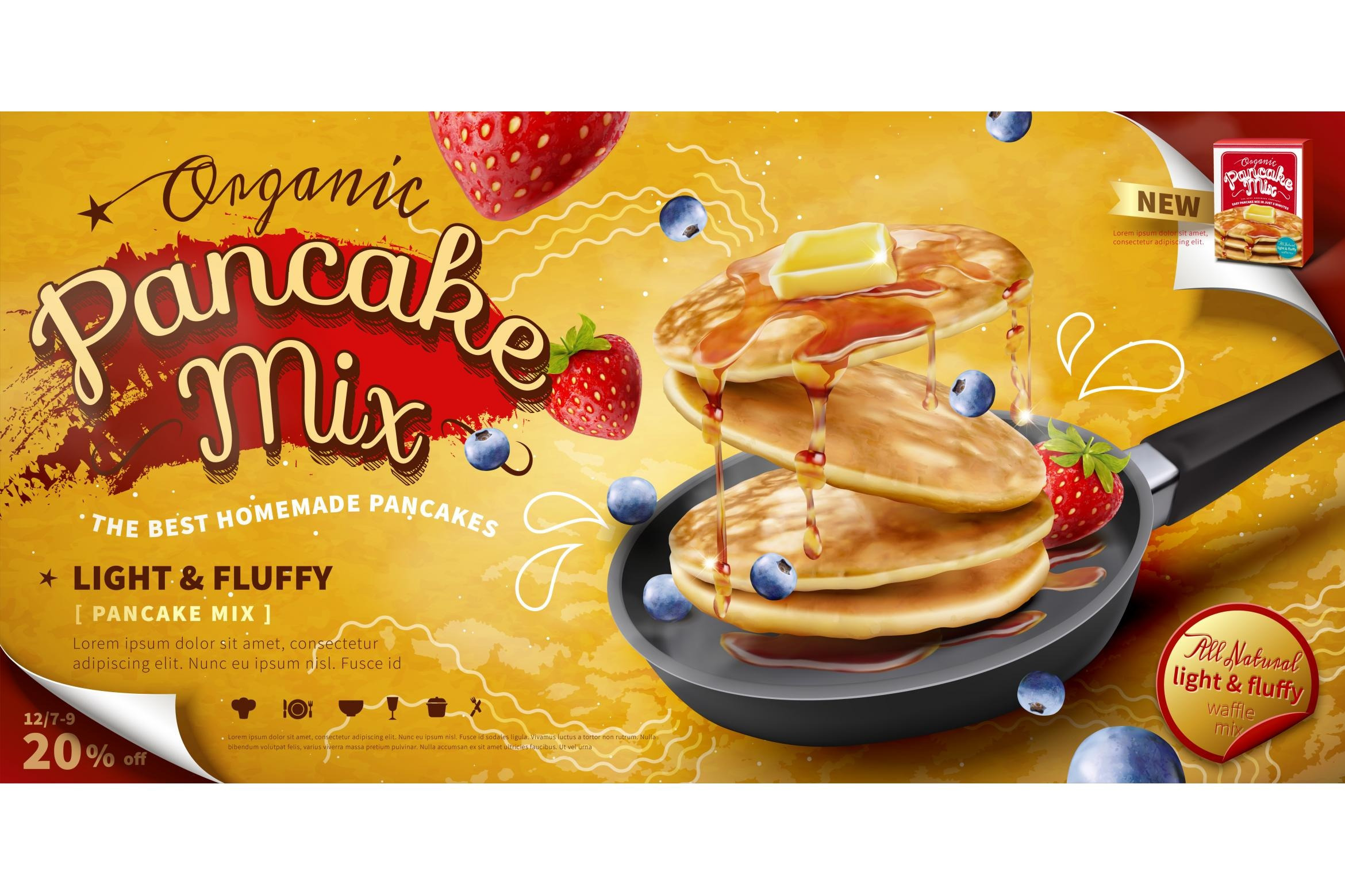 Delicious fluffy pancake ad | Flyer Templates ~ Creative Market