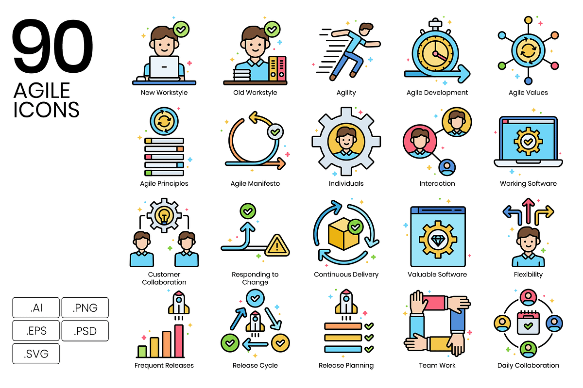 90 Agile Icons | Vivid, an Icon by Flat Icons