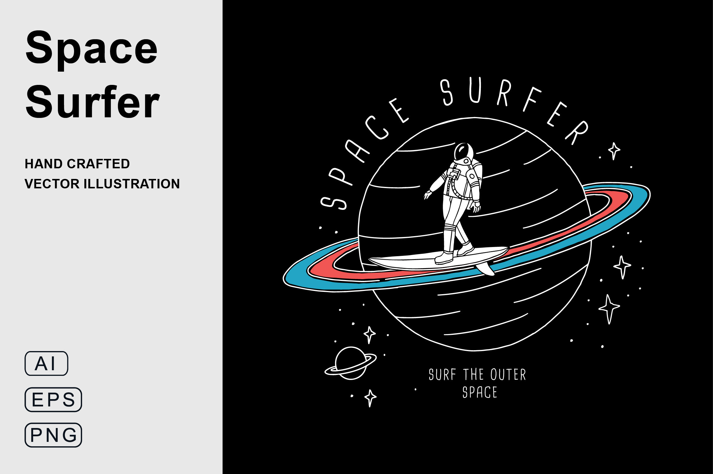 Space Surfer vector illustration, an Illustration by cd-design.co