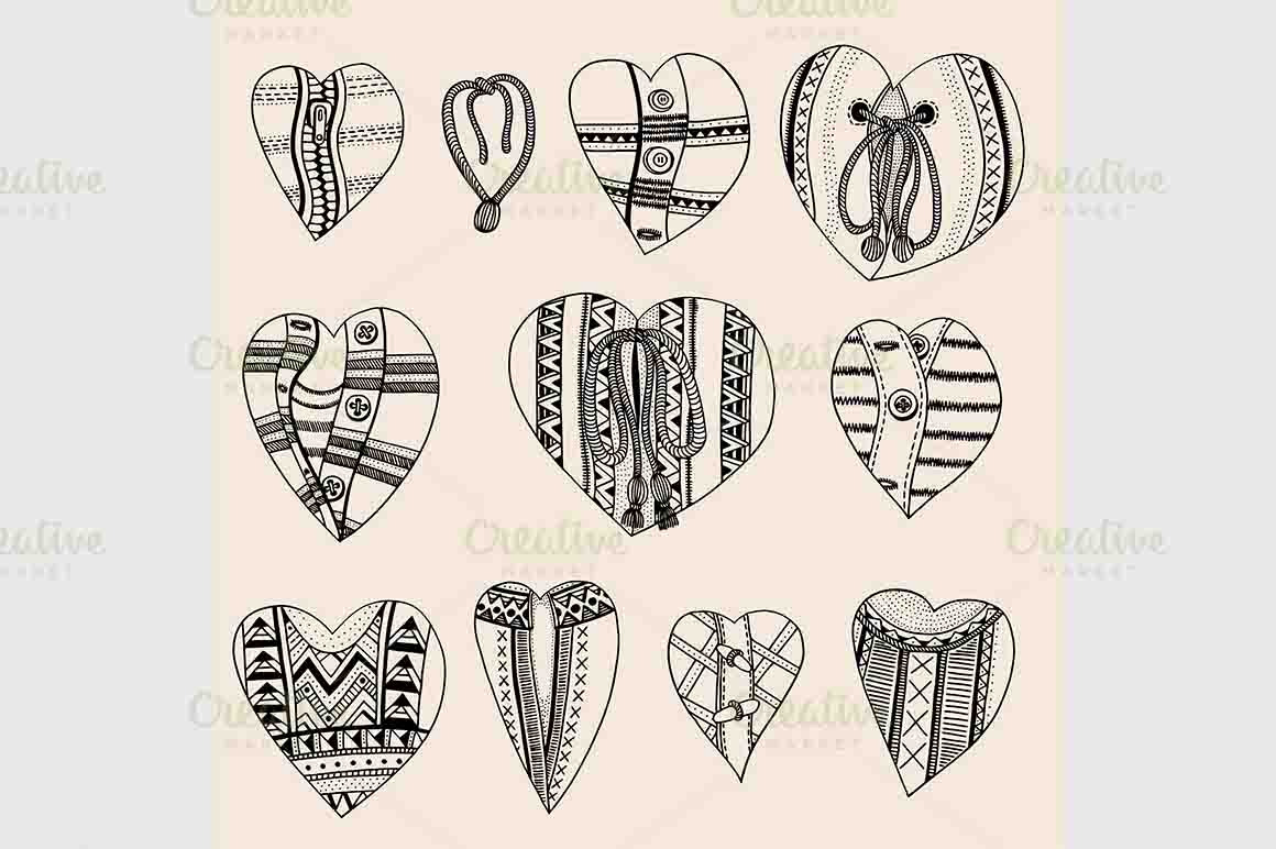 Set of hand drawn hearts, a Background Graphic by IllustrationArtShop