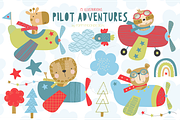 Pilot adventures clipart set, an Animal Illustration by Poppymoondesign