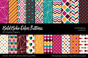 Bold Boho Colors Digital Papers, a Pattern Graphic by ZoollGraphics