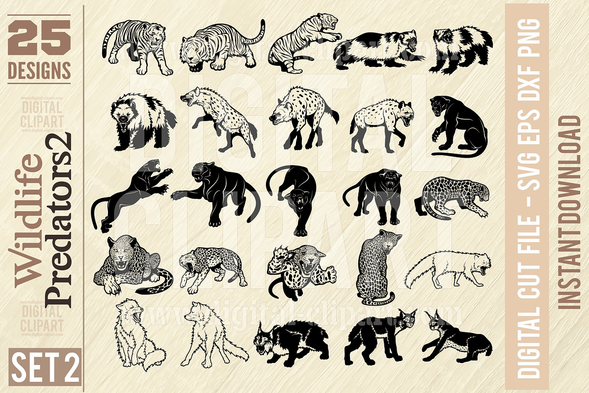 Wildlife Predators SVG - BUNDLE 25, an Animal Illustration by Digital ...