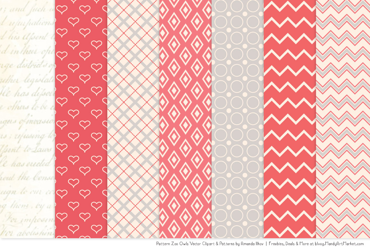 Owls Clipart & Patterns in Coral, an Animal Illustration by Amanda Ilkov