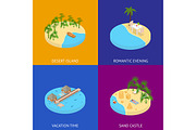 Beach Vacation Banner Card Set, a Work Illustration by Bigmouse_art