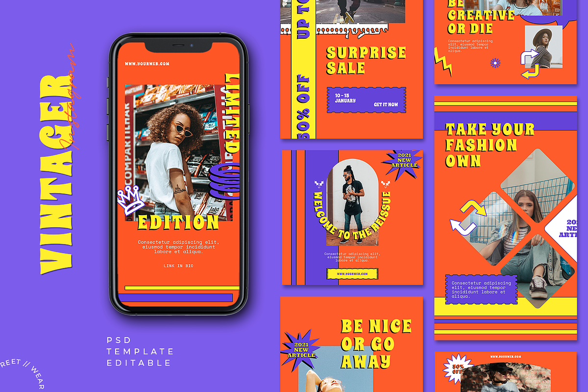 Retro Instagram Stories & Post | Creative Market