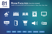 81 Room Facilities Glyph Icons, an Icon by Vectopus.com
