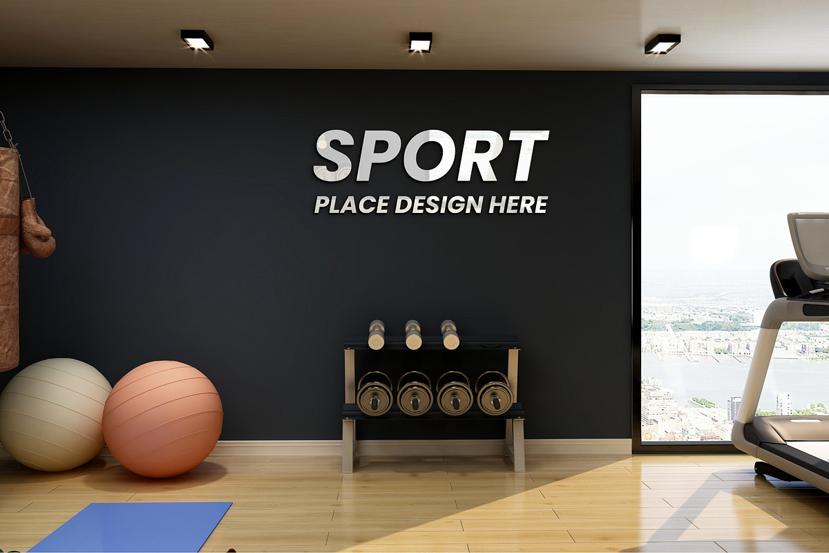 Logo Mockup in Gym Room