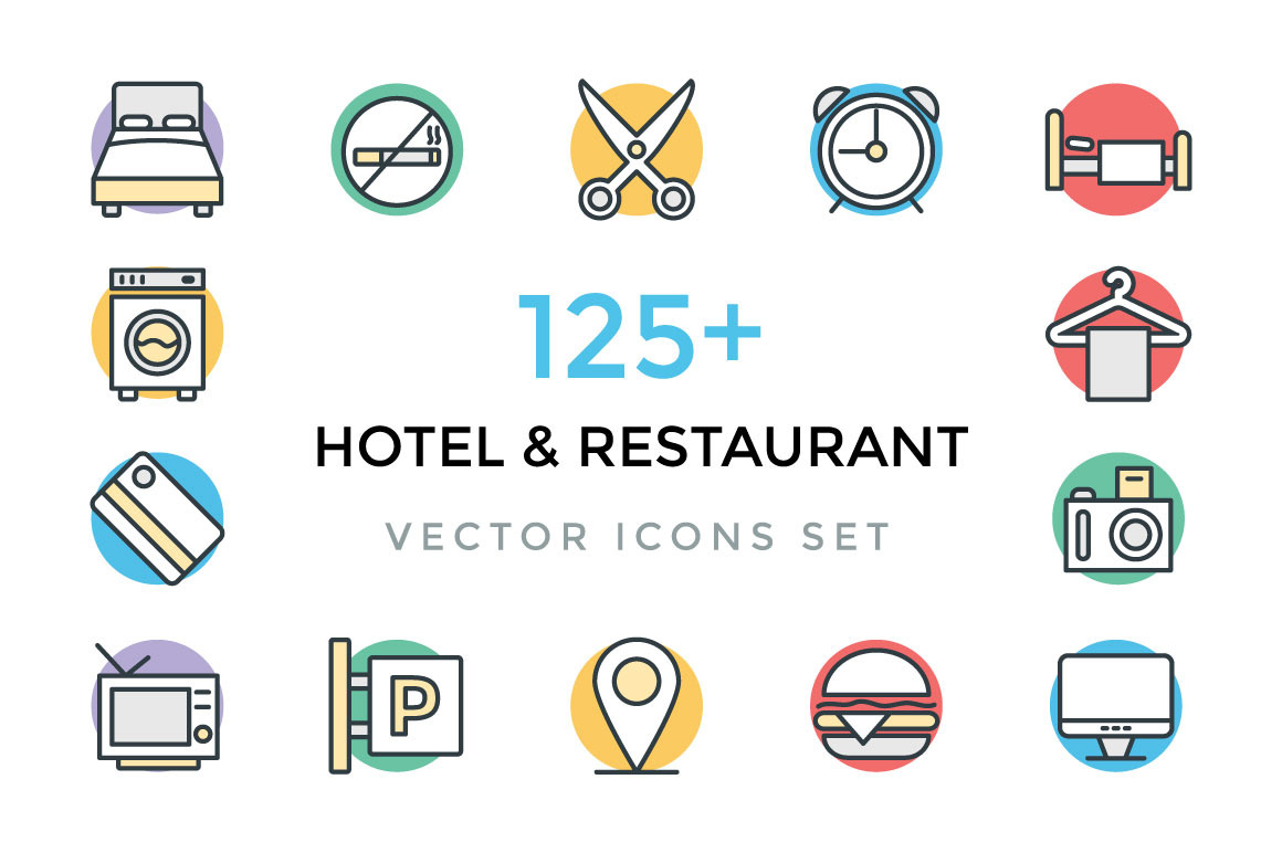 125+ Hotel and Restaurant Icons, an Icon by Vectors Market