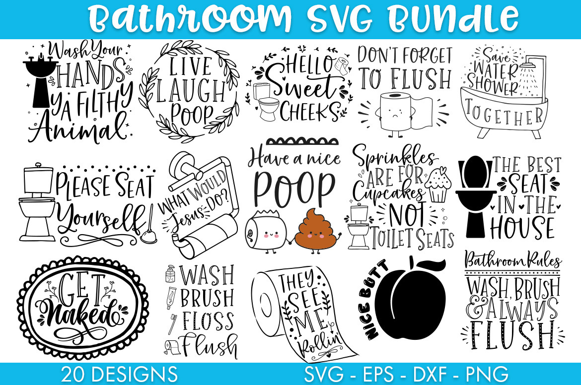 Funny Bathroom Sign SVG Bundle, an Illustration by Freeling Design ...