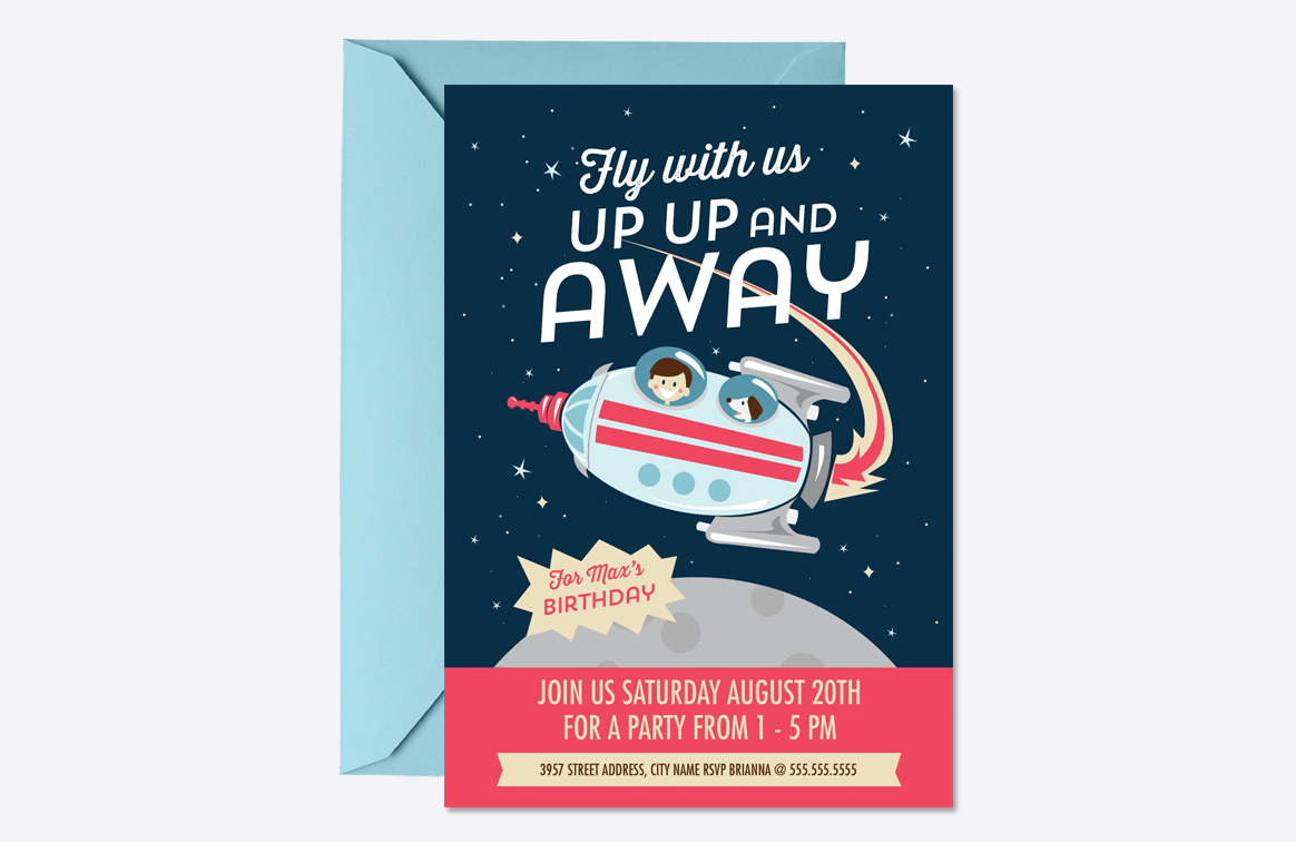 Blast Off Birthday Invite Template, an Invitation Template by origamiprints