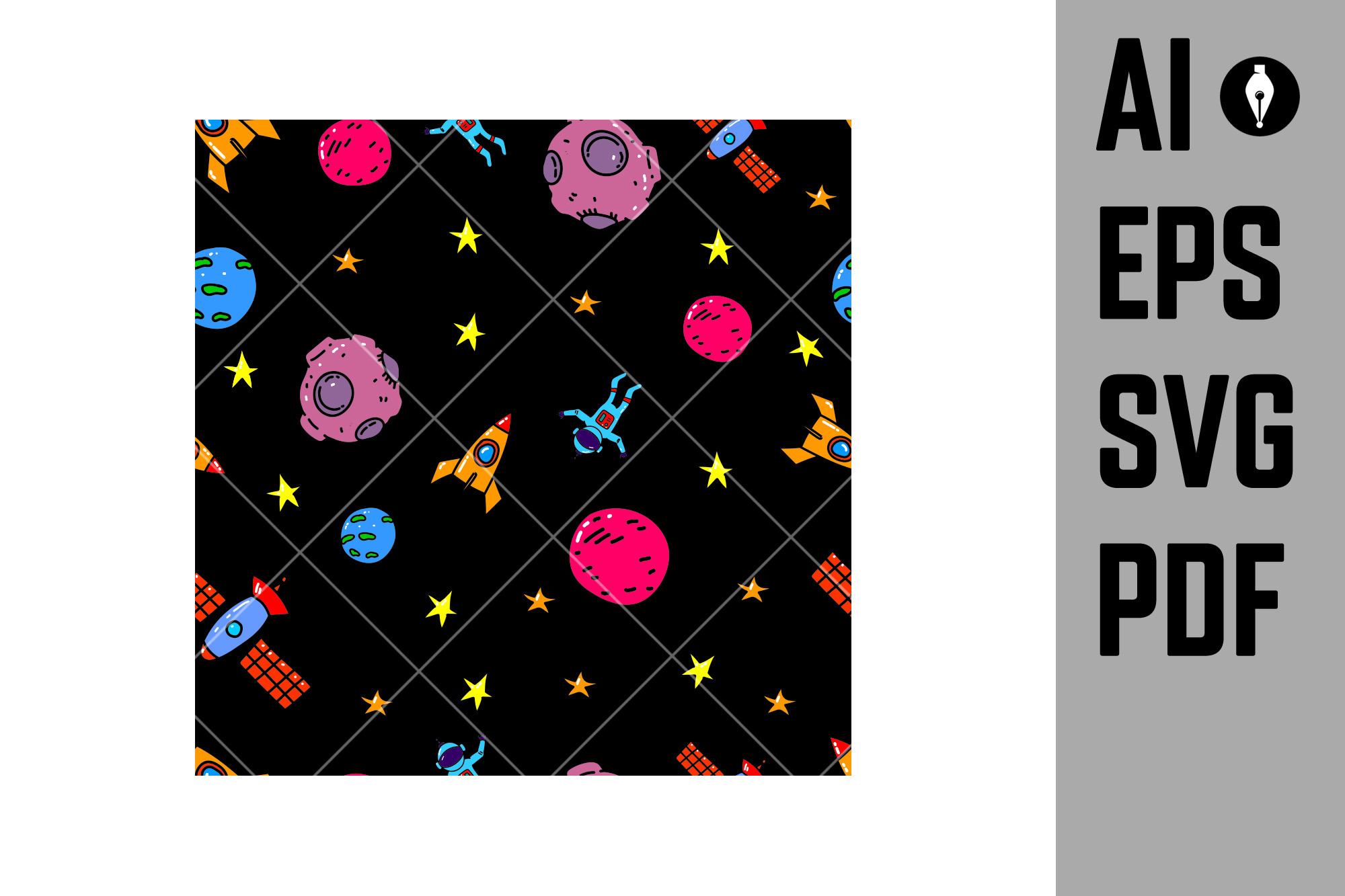 Seamless pattern with space design, a Pattern Graphic by Vectorhight