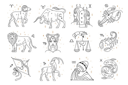 Zodiacal emblems bundle, an Object Graphic by painterr