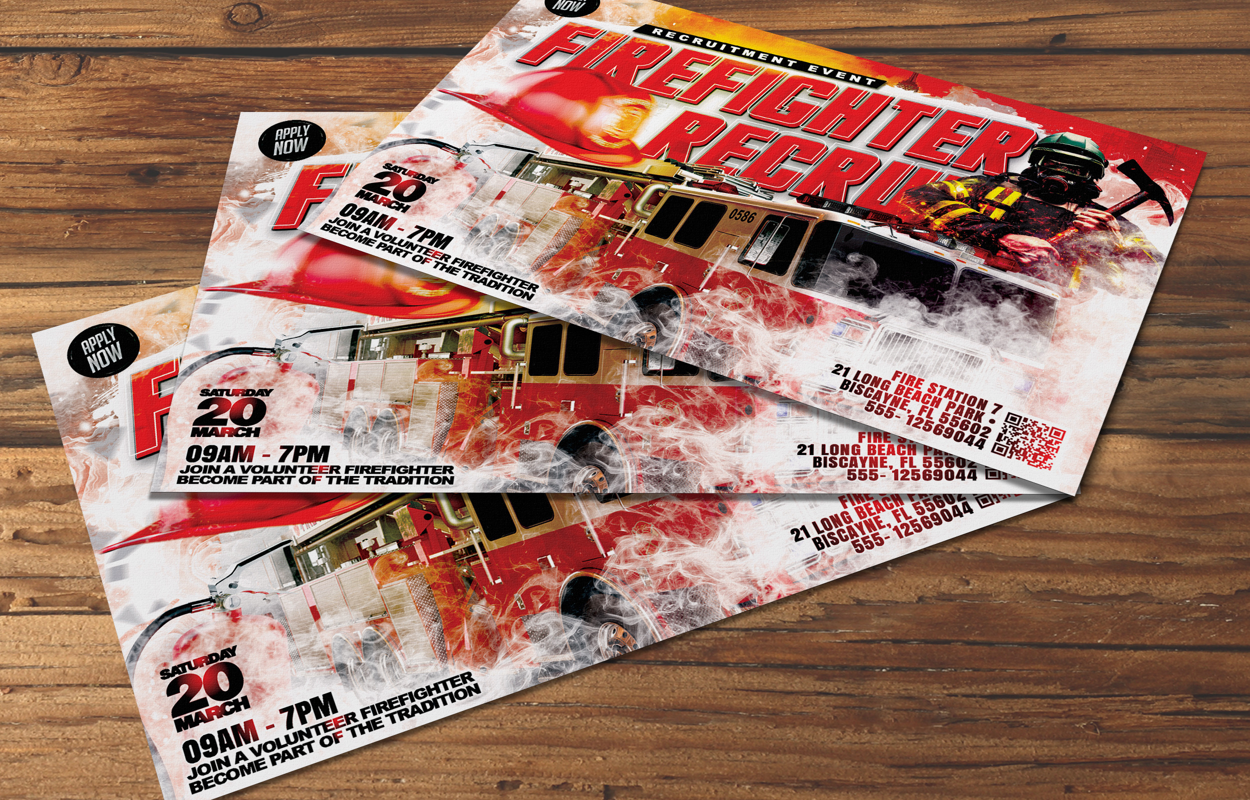 Firefighter Requitment Flyer, a Flyer Template by Design Addict