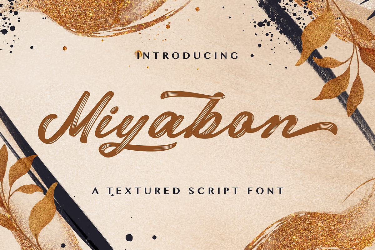 Miyabon - Textured Brush Font, a Script Font by StringLabs