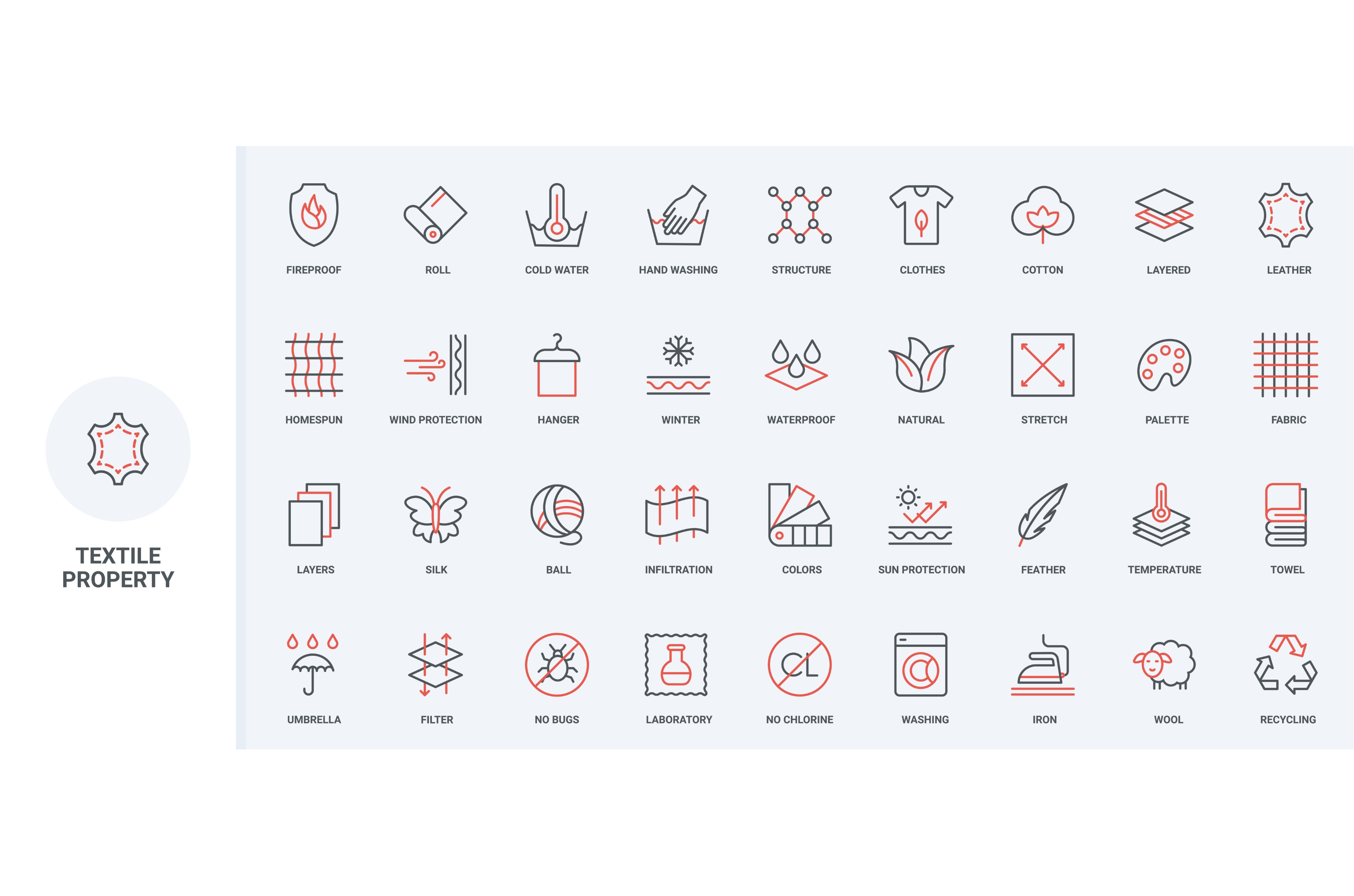 Fabric properties feather icons, an Object Illustration by Lemberg Vector