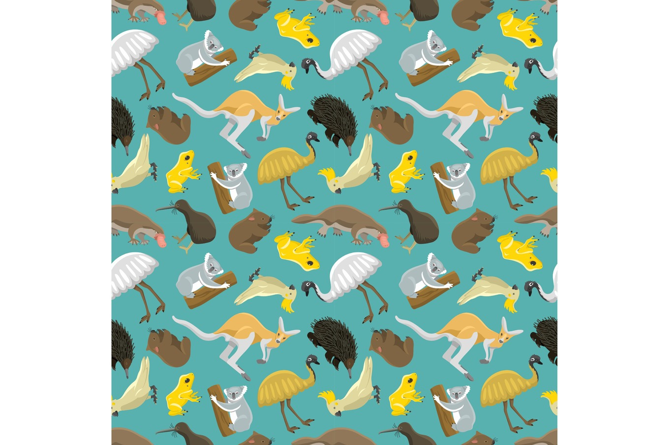 Australian seamless pattern vector. | Animal Illustrations ~ Creative ...