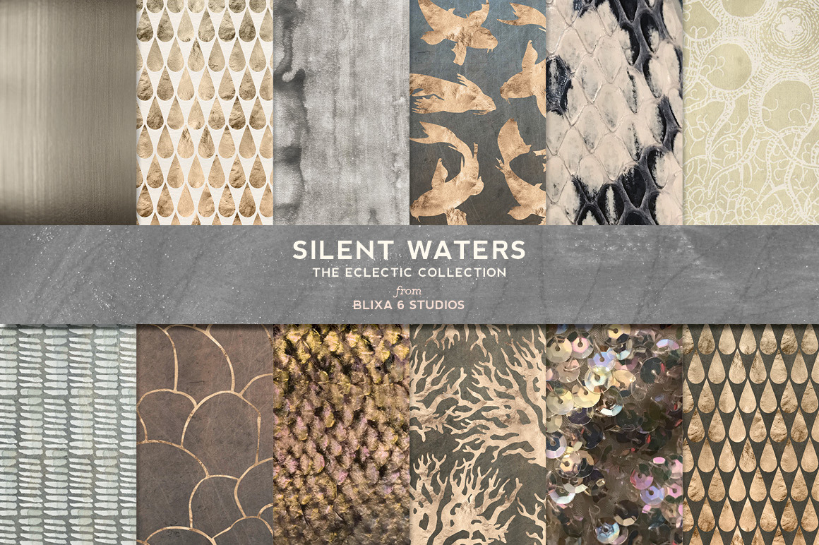 Silent Waters Rose Gold & Iridescent, a Pattern Graphic by Blixa 6 Studios