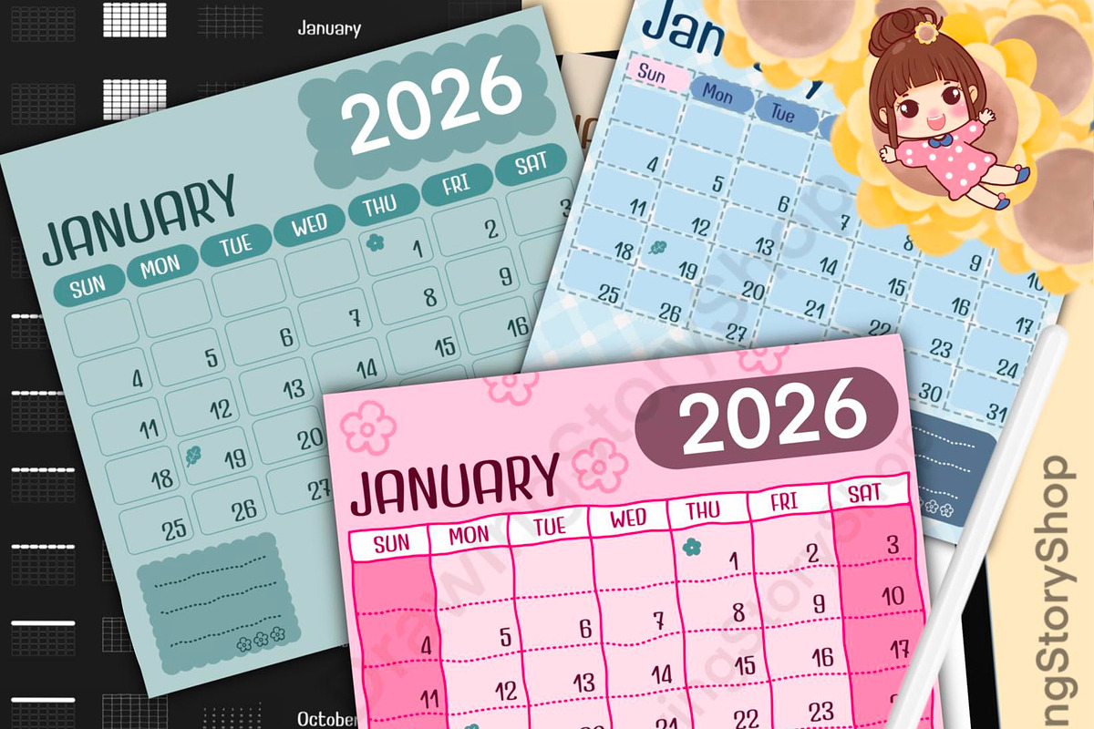 100 Procreate Blank Calendar Stamps, a Brush Add-On by DrawingStoryShop