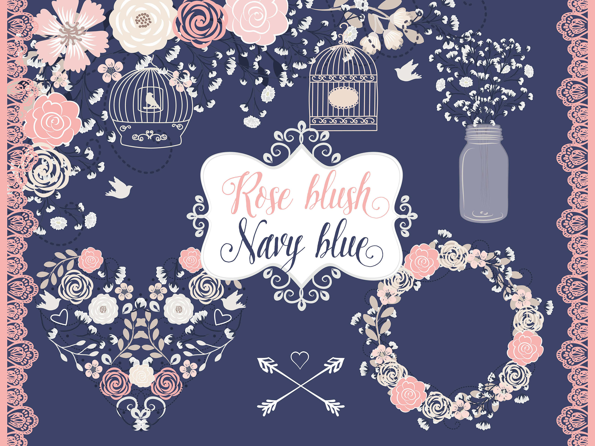 Vector navy blue and rose blush, an Illustration by designloverstudio