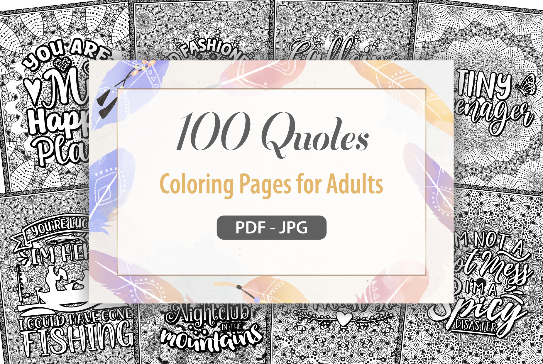 100 Quotes Coloring Pages for Adults, a Decorative Illustration by Blue ...