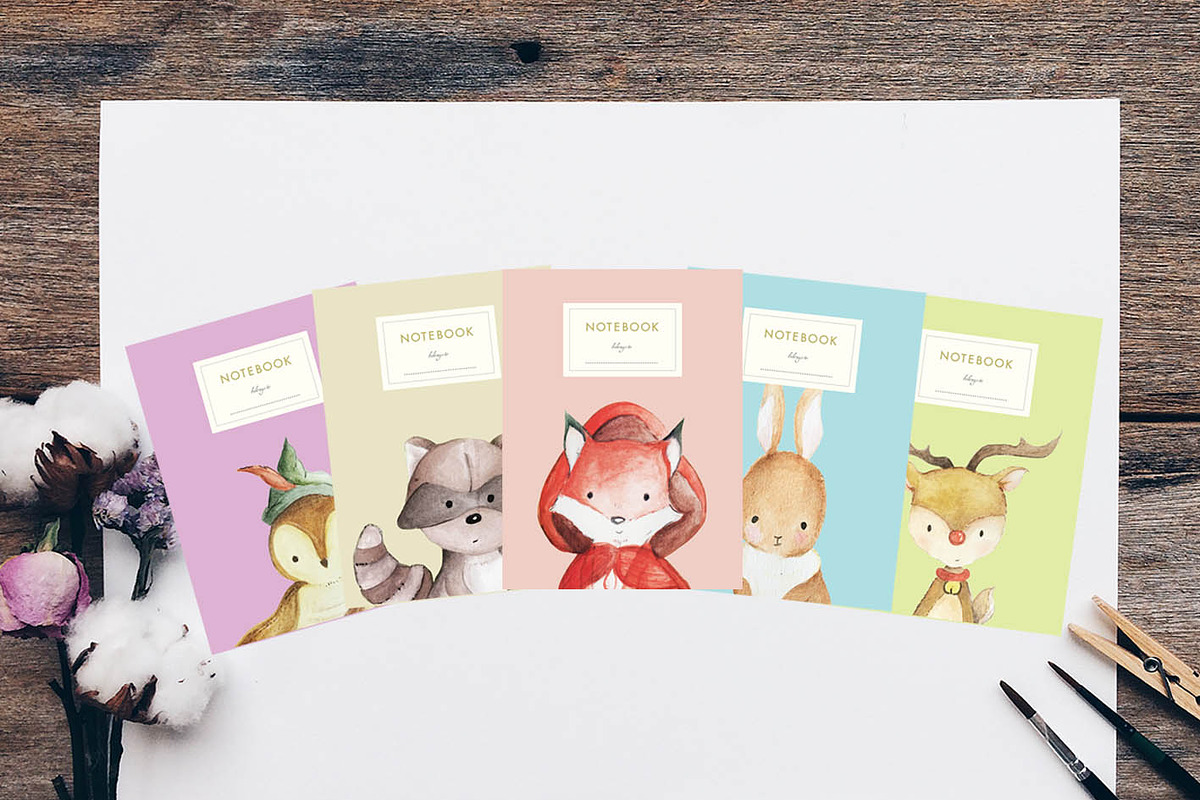 Woodland Animals Notebook Cover, an Animal Illustration by artemyst ...