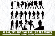 Female Hiker,hiking,female,hiker svg, an Illustration by asmatanha