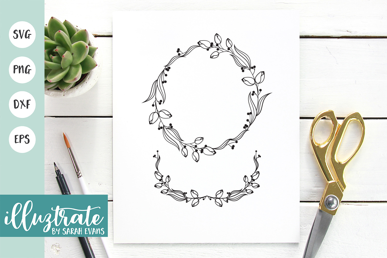 Hand Drawn Wreath SVG Cut File, a Decorative Illustration by illuztrate