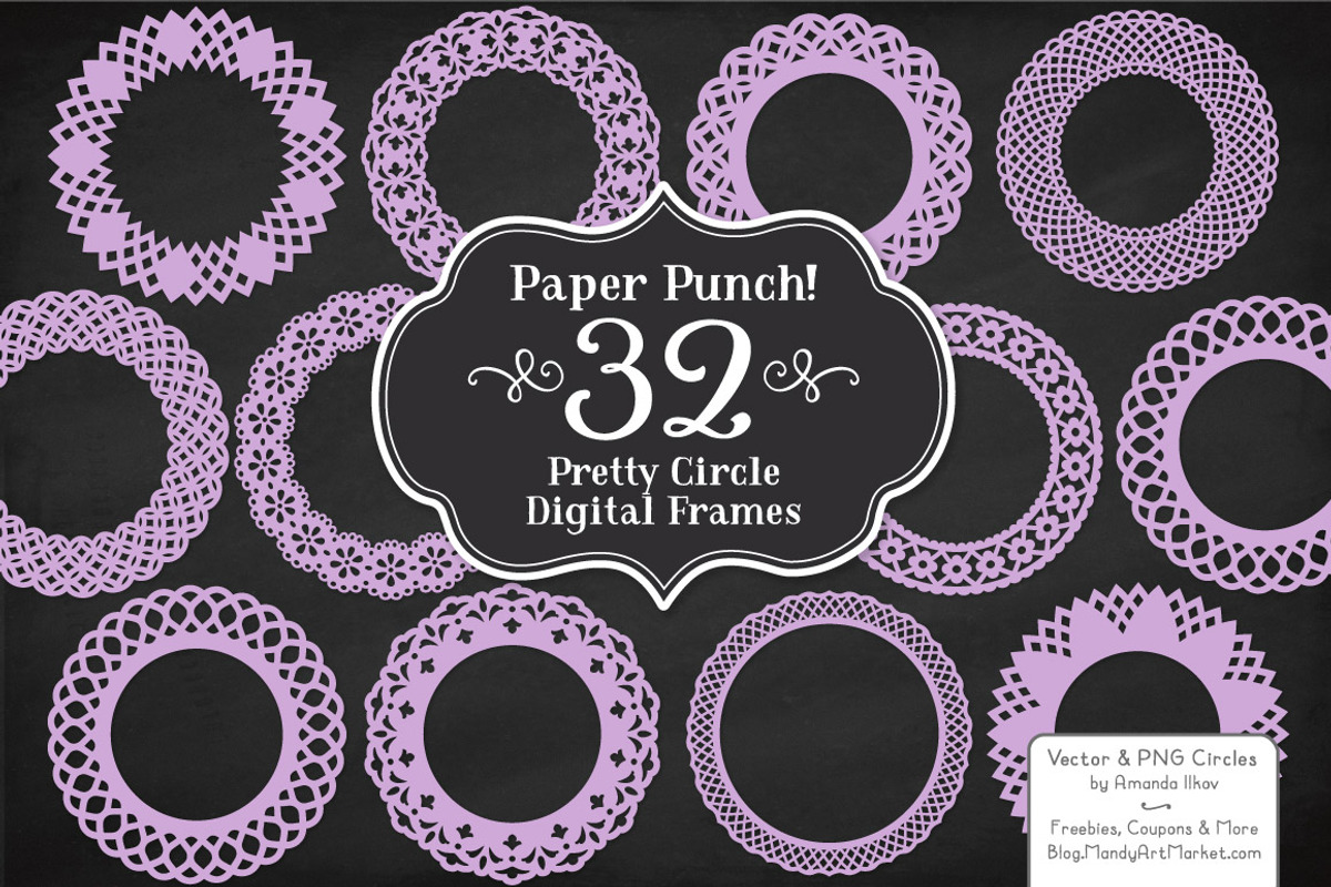 Lavender Lace Vector Frames, an Illustration by Amanda Ilkov