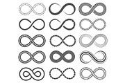 Infinity symbols. Endless loop shape, an Illustration by YummyBuum