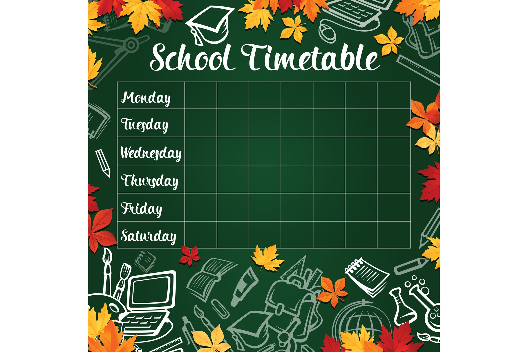 School timetable template of lesson schedule, an Education Illustration ...
