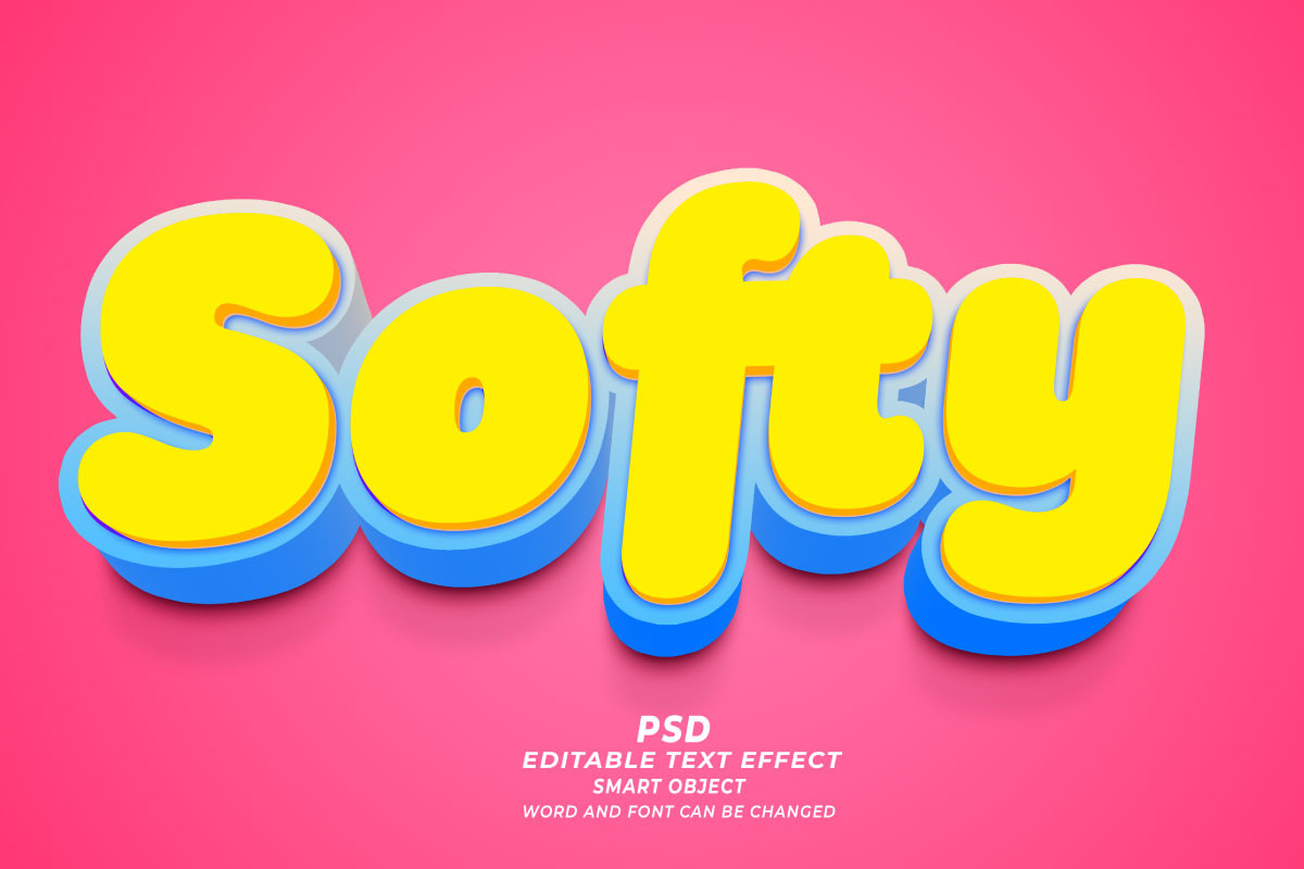 Softy PSD 3D editable text effect, a Layer Style Add-On by TrueVector ...
