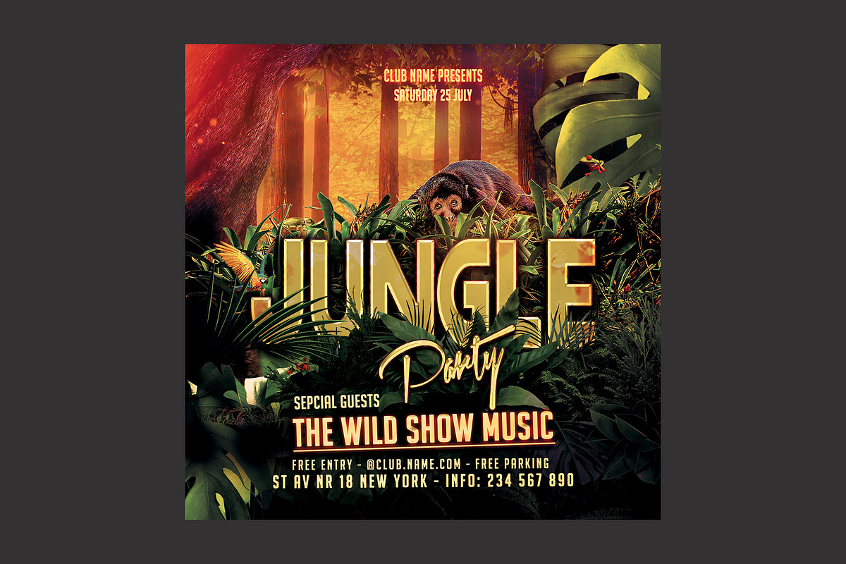 Jungle Party Flyer, a Flyer Template by DSGraphicDesign