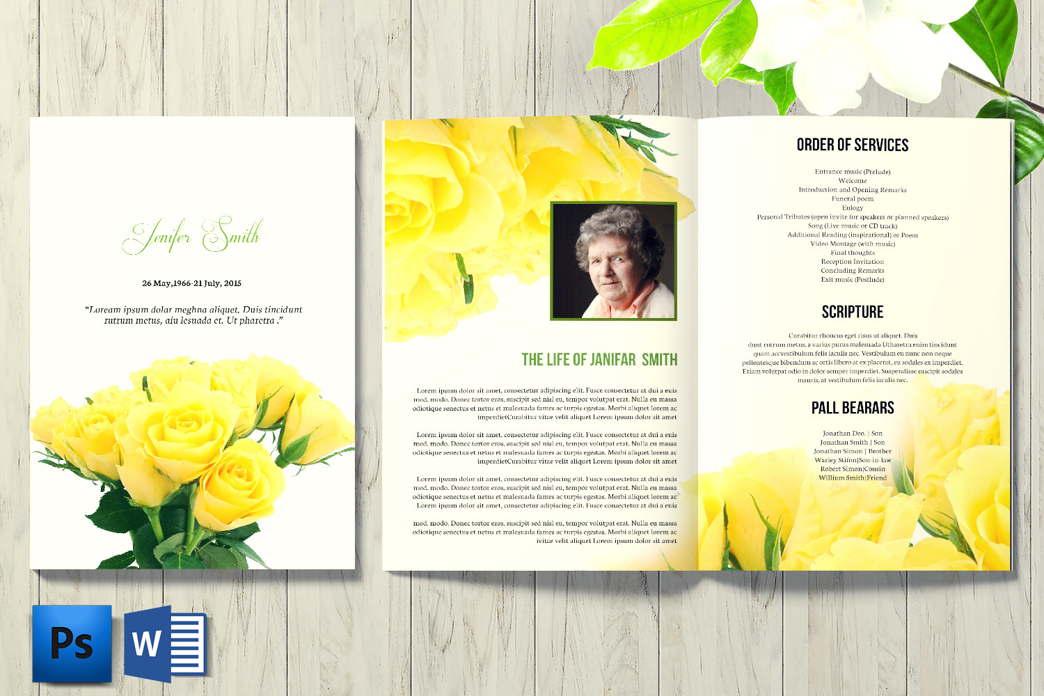 Floral Funeral Program - V1012, a Brochure Template by Template Shop