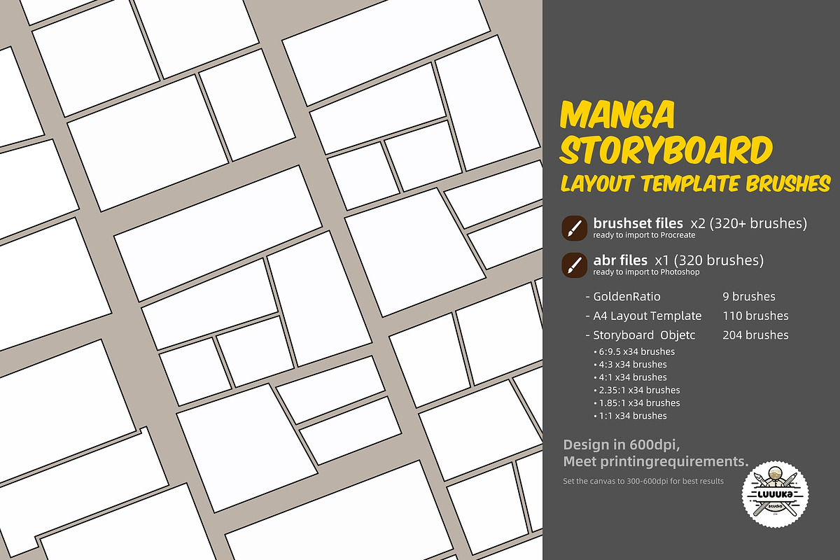 Manga Storyboard Layout Brushset, a Brush Add-On by Luuuka studio