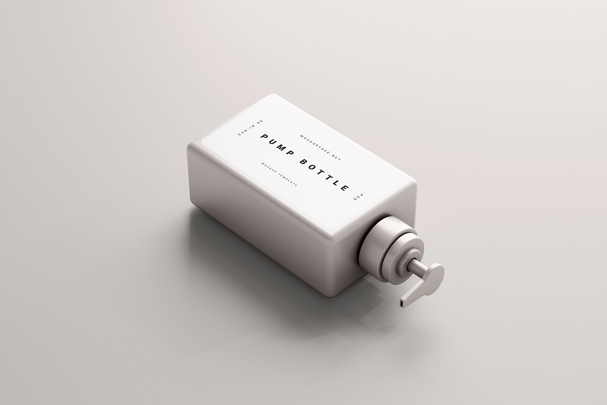 Square Pump Bottle Mockup, a Packaging Mockup by MockupFree.Net