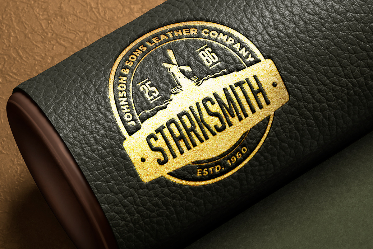Gold Foil Leather Deboss Logo Mockup, a Product Mockup by GfxFoundry