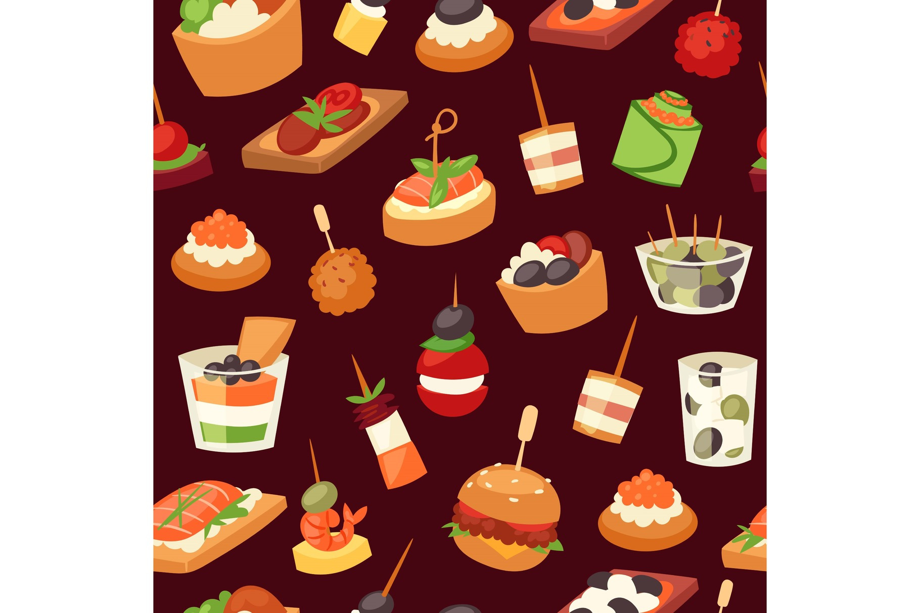 Canapes, mini burgers, appetizer, a Food Illustration by RocketArt