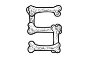 number 5 made of bones sketch vector | Creative Market