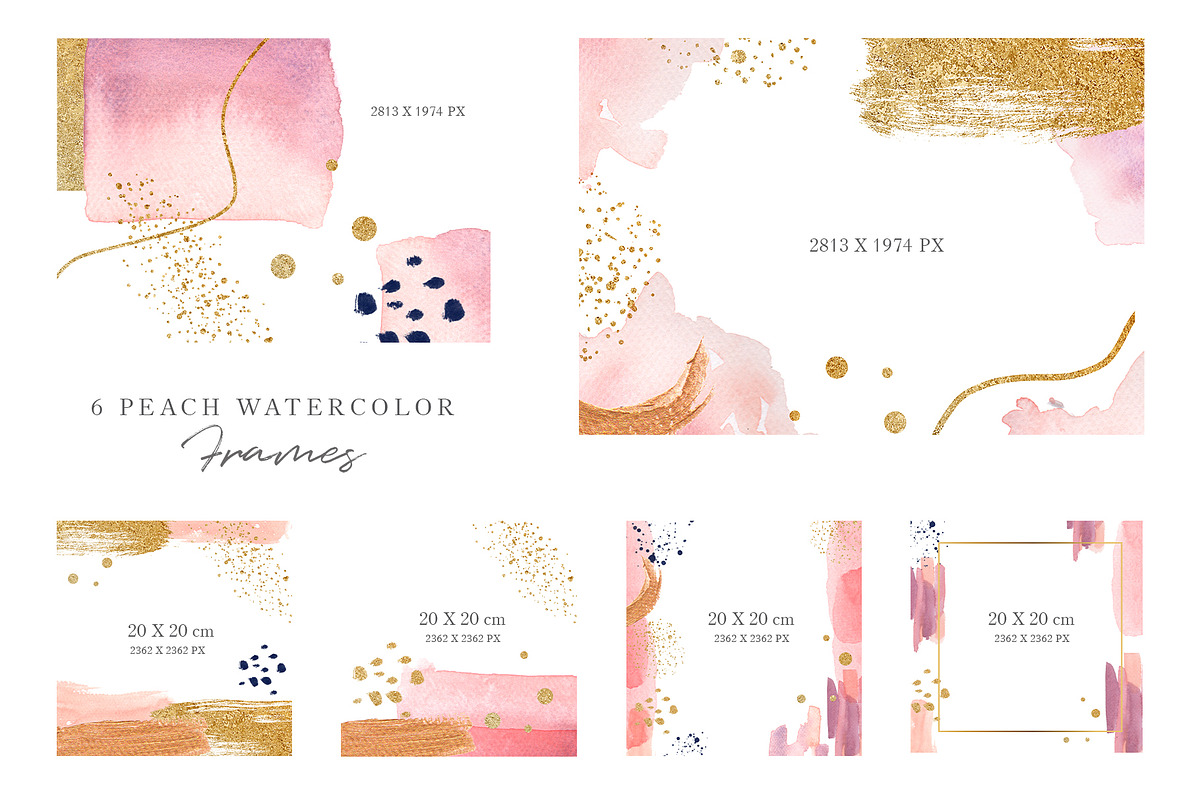 Peach Splash Mix Watercolor, a Decorative Illustration by CreativeValuation