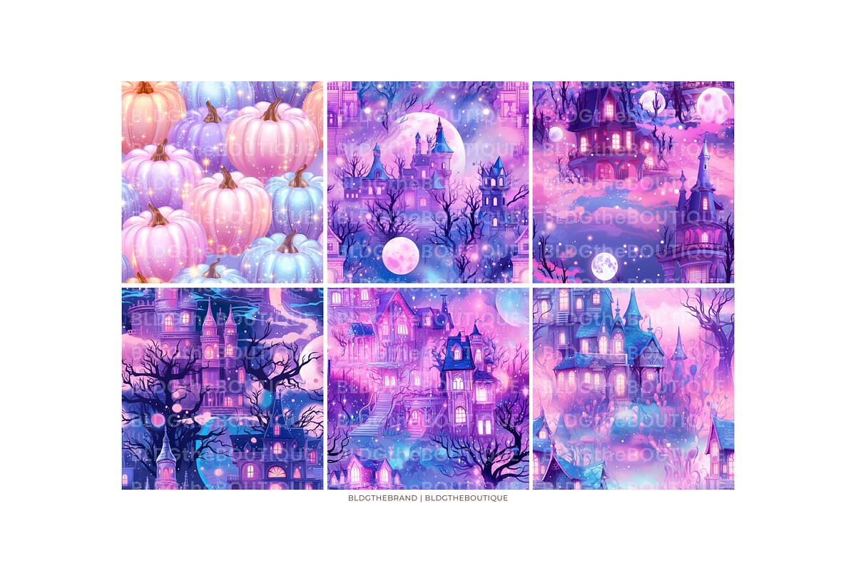 Pastel Halloween Seamless Patterns