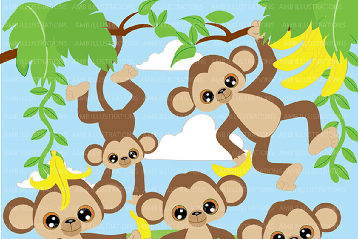 Monkey Bash Clipart AMB-275, an Illustration by AMBillustrations