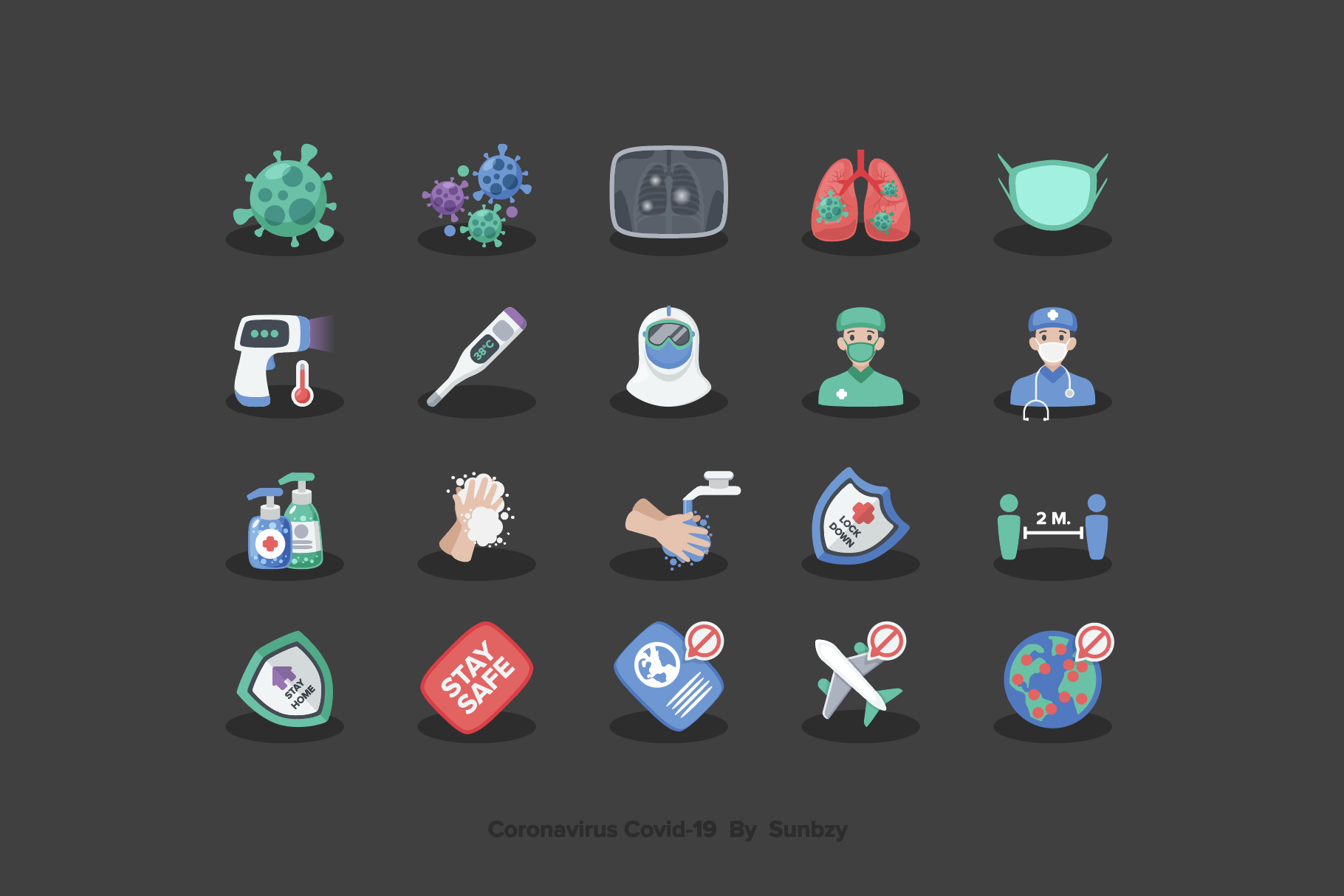 Coronavirus - Covid19 Icons, an Icon by Sunbzy