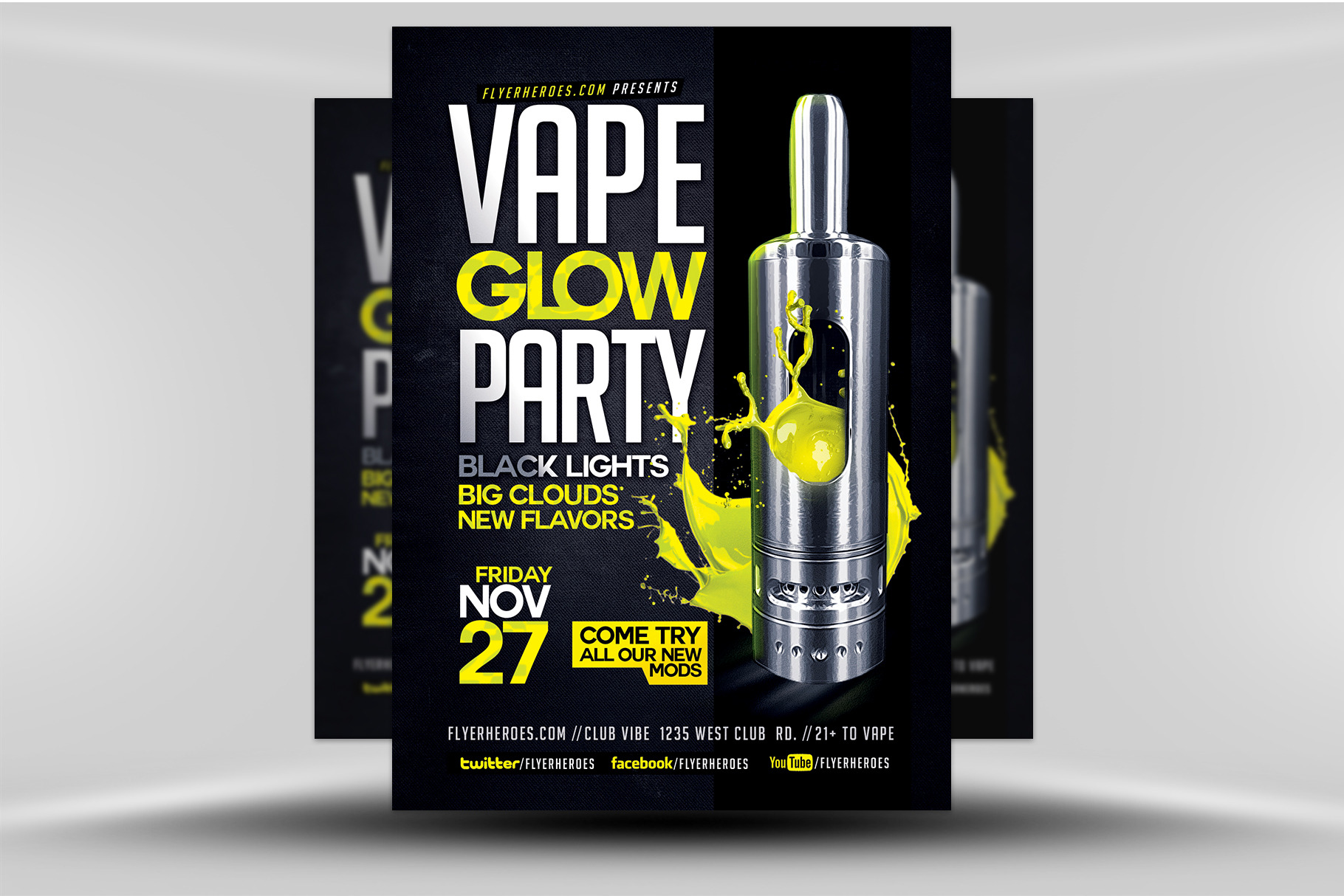 Vape Glow Flyer Template, a Flyer Template by FlyerHeroes