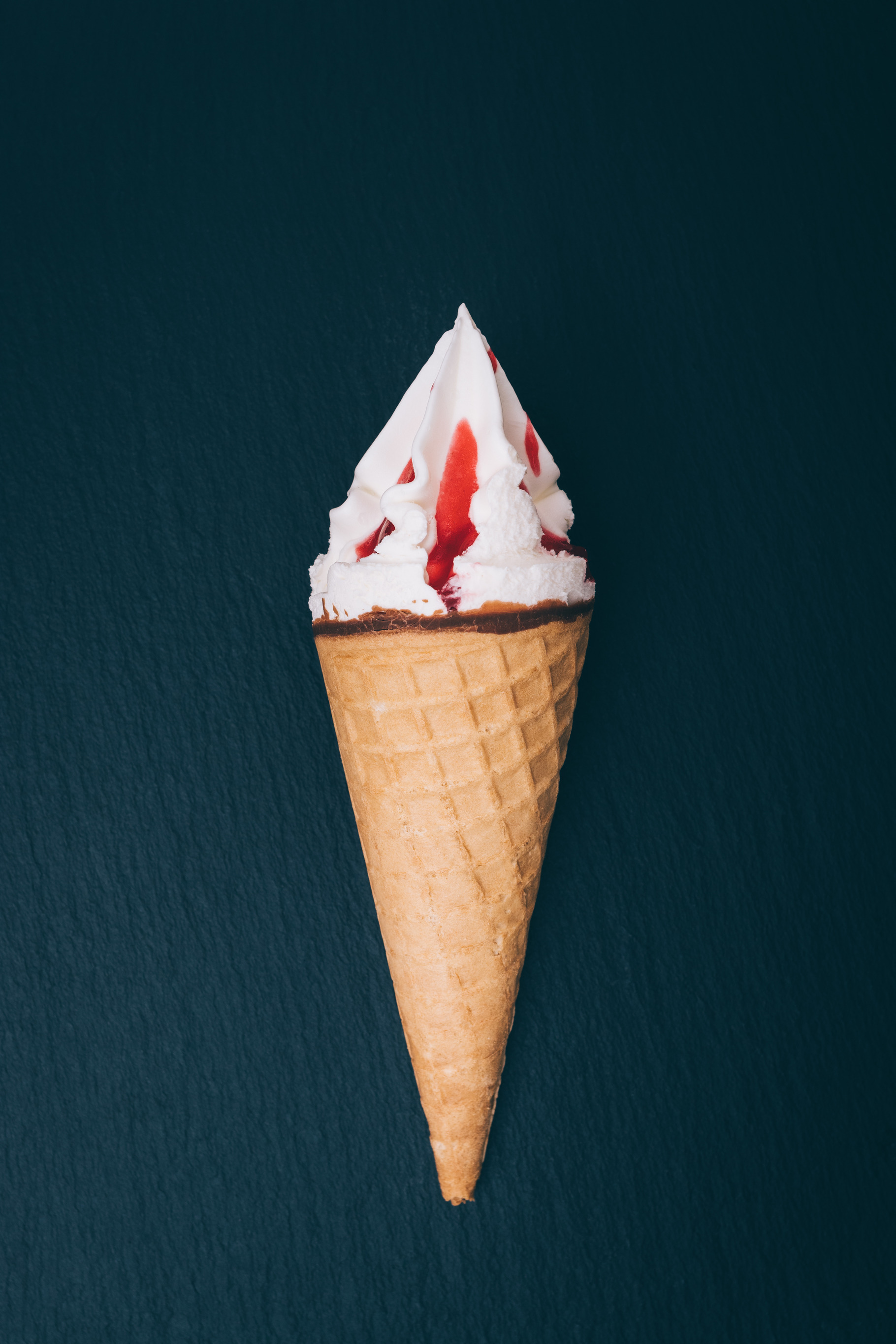 Ice cream cone with red jam featuring above, art, and background, a ...