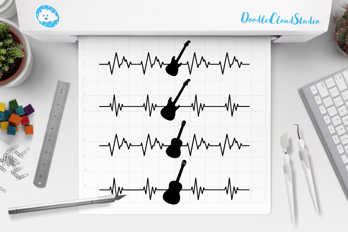 Heartbeat Electric & Acoustic Guitar, an Illustration by Doodle Cloud ...