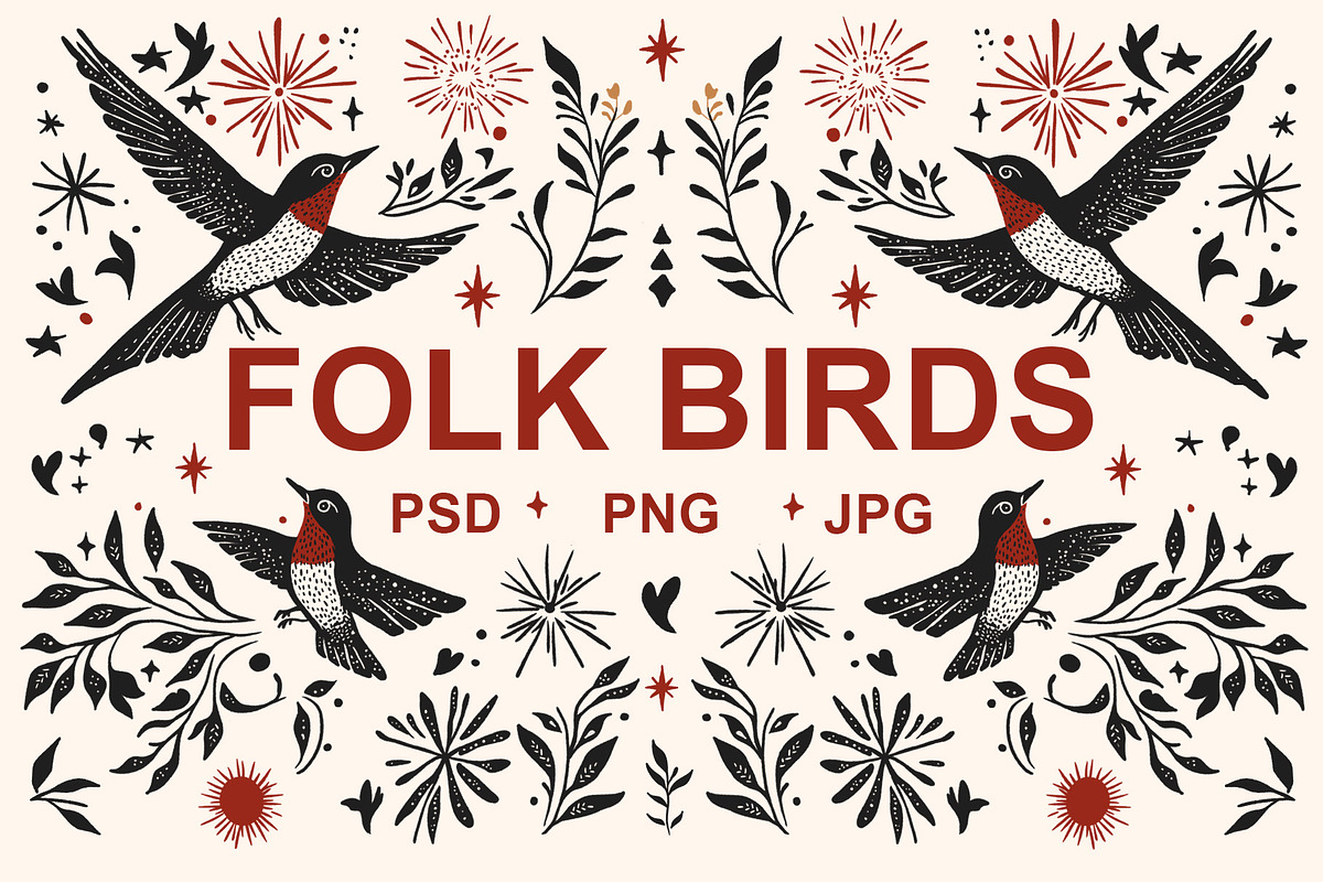 folk birds bundle